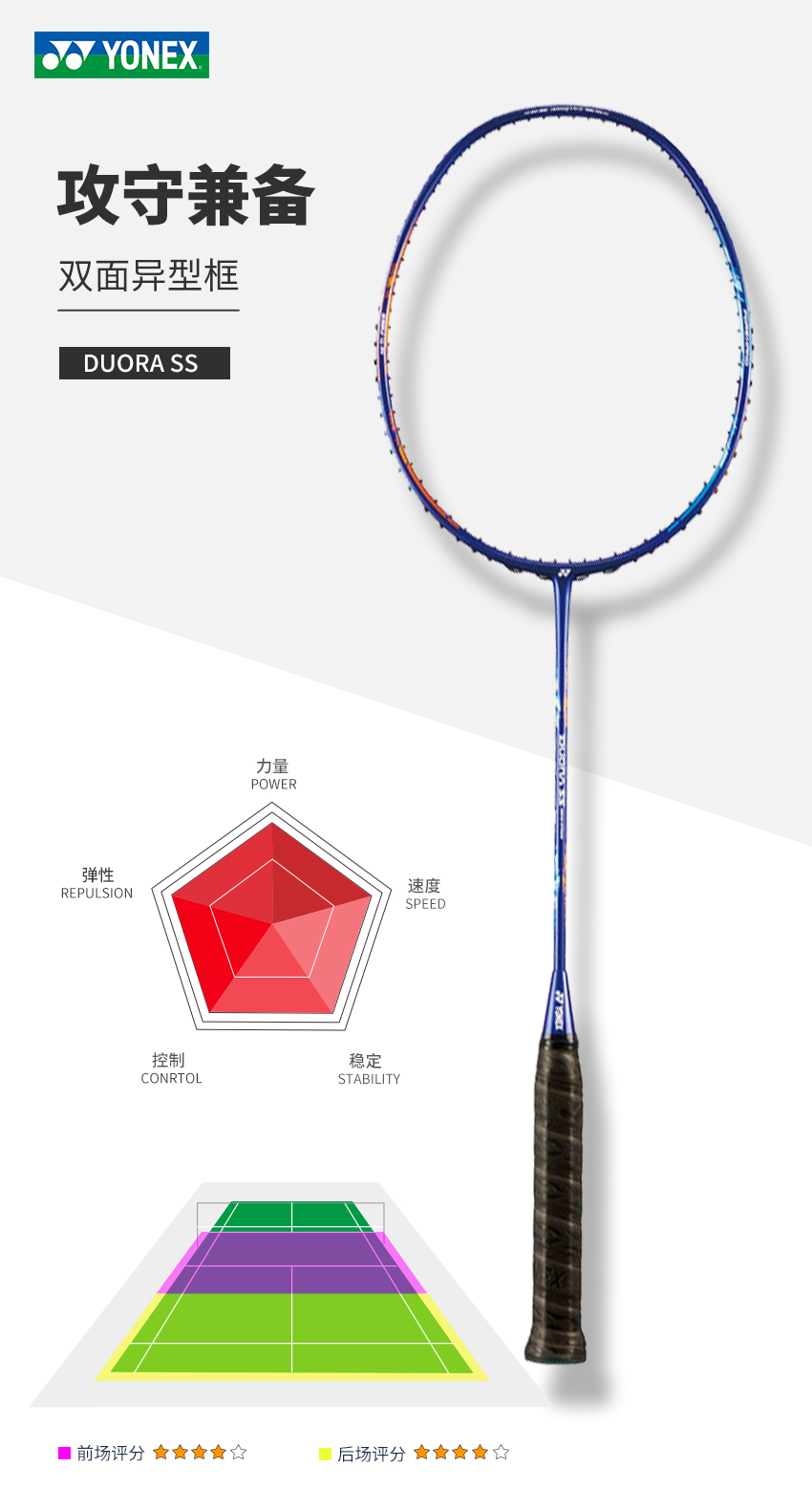 尤尼克斯YONEX羽毛球拍 Duora-ss（双刃SS） 高性价比日产拍 - 爱羽客正品羽毛球装备购物商城